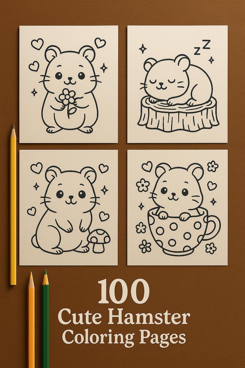 100 Hamster Coloring Pages PDF – Cute Hamster Line Art for Kids ...