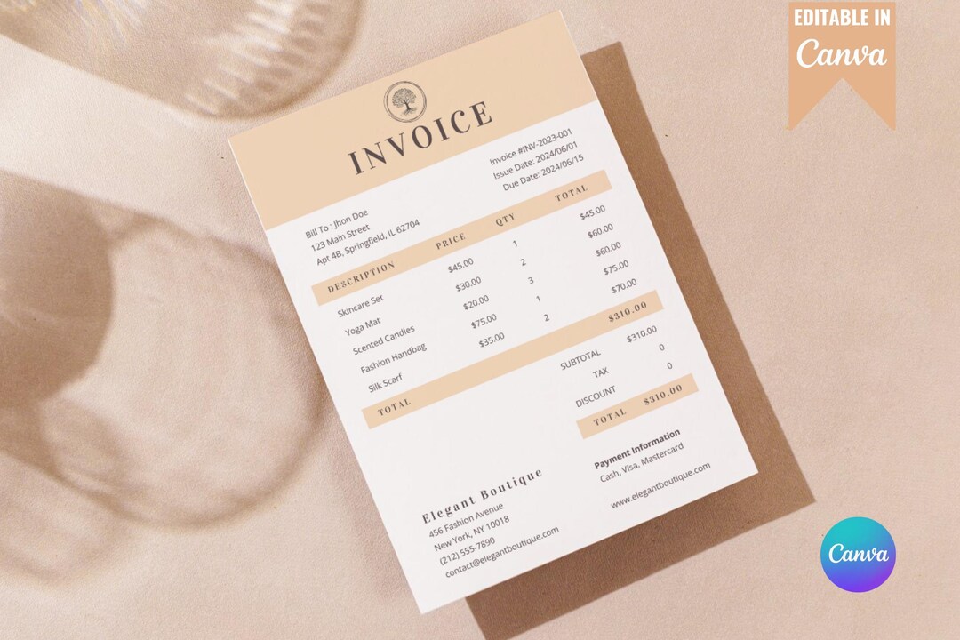 Modern Invoice Template | Customizable Canva Link and Ready-to-print ...