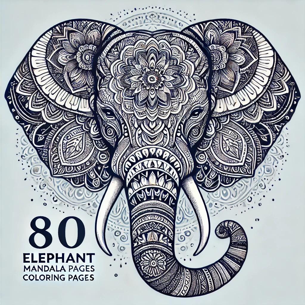 80 Elephant Mandala Coloring Pages PDF, Intricate and Relaxing Designs ...