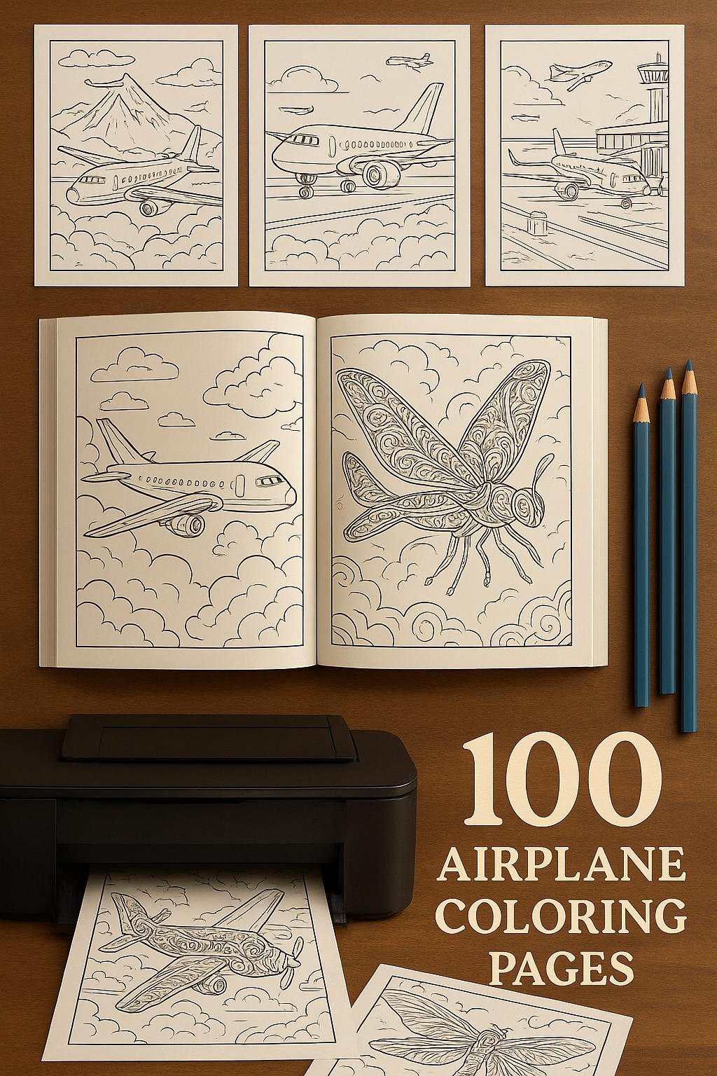 100 Airplane Coloring Pages – Printable Aircraft & Jet Coloring Book ...