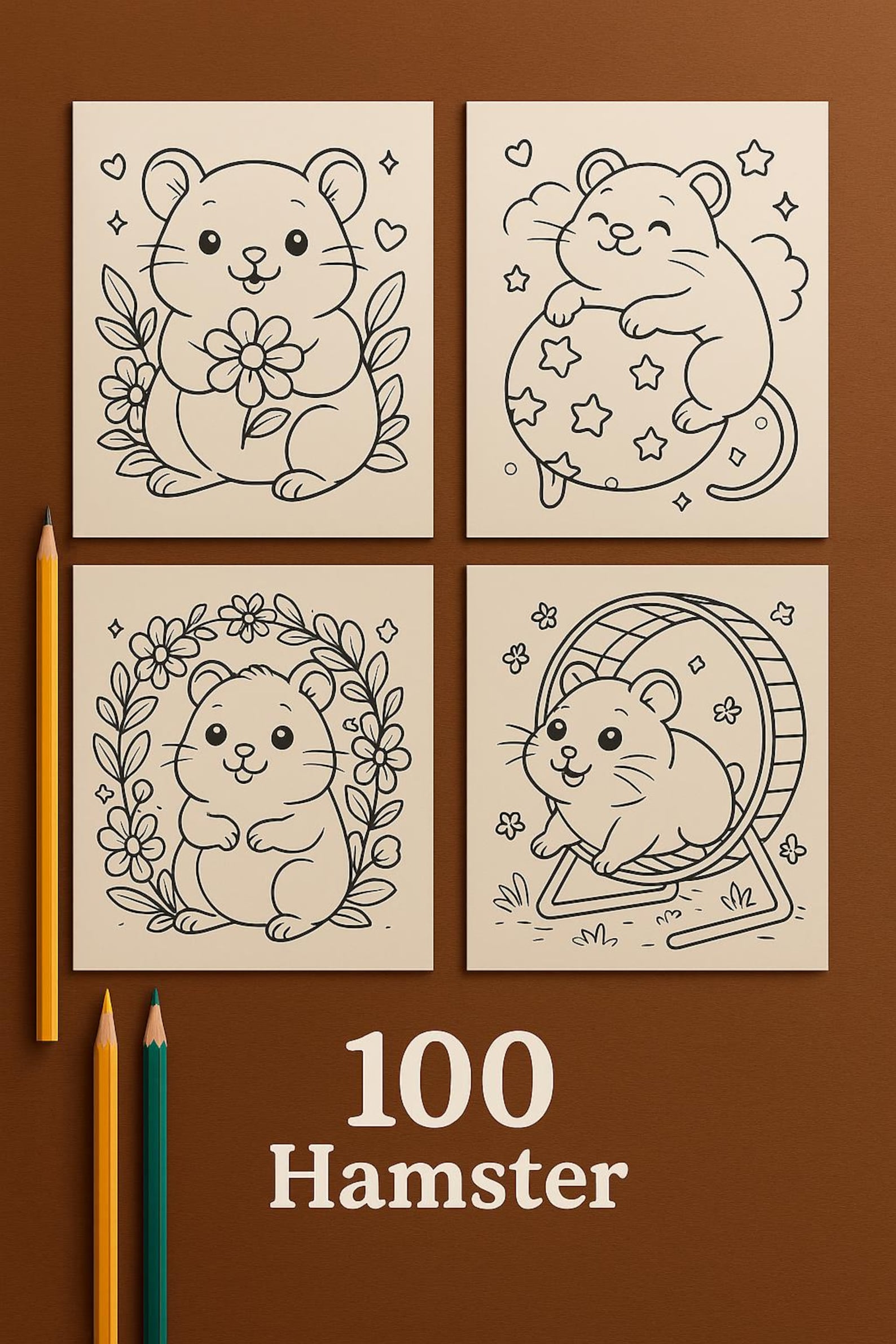 100 Hamster Coloring Pages PDF – Cute Hamster Line Art for Kids ...