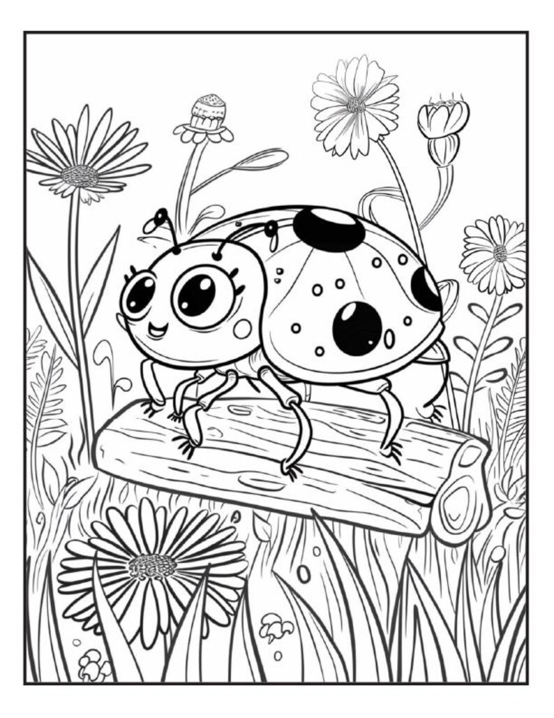 100 Ladybug Coloring Pages | Cute Insect Coloring Book for Kids | Easy ...