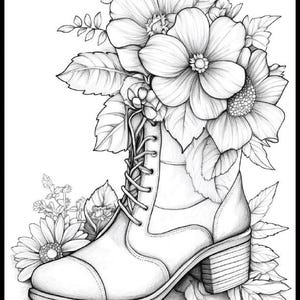 60 Flower Boot Coloring Pages – Unique Floral Boot Illustrations for ...