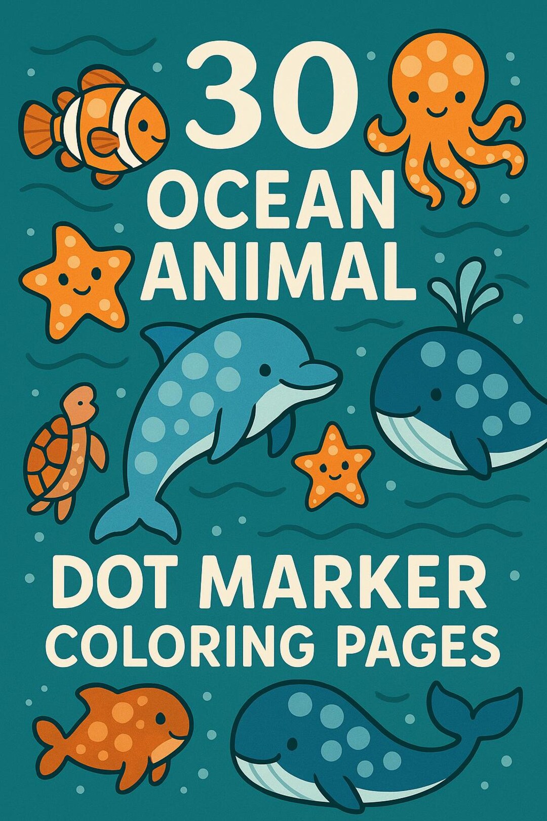 30 Ocean Animal Dot Marker Coloring Pages | Ocean Dot Painting ...