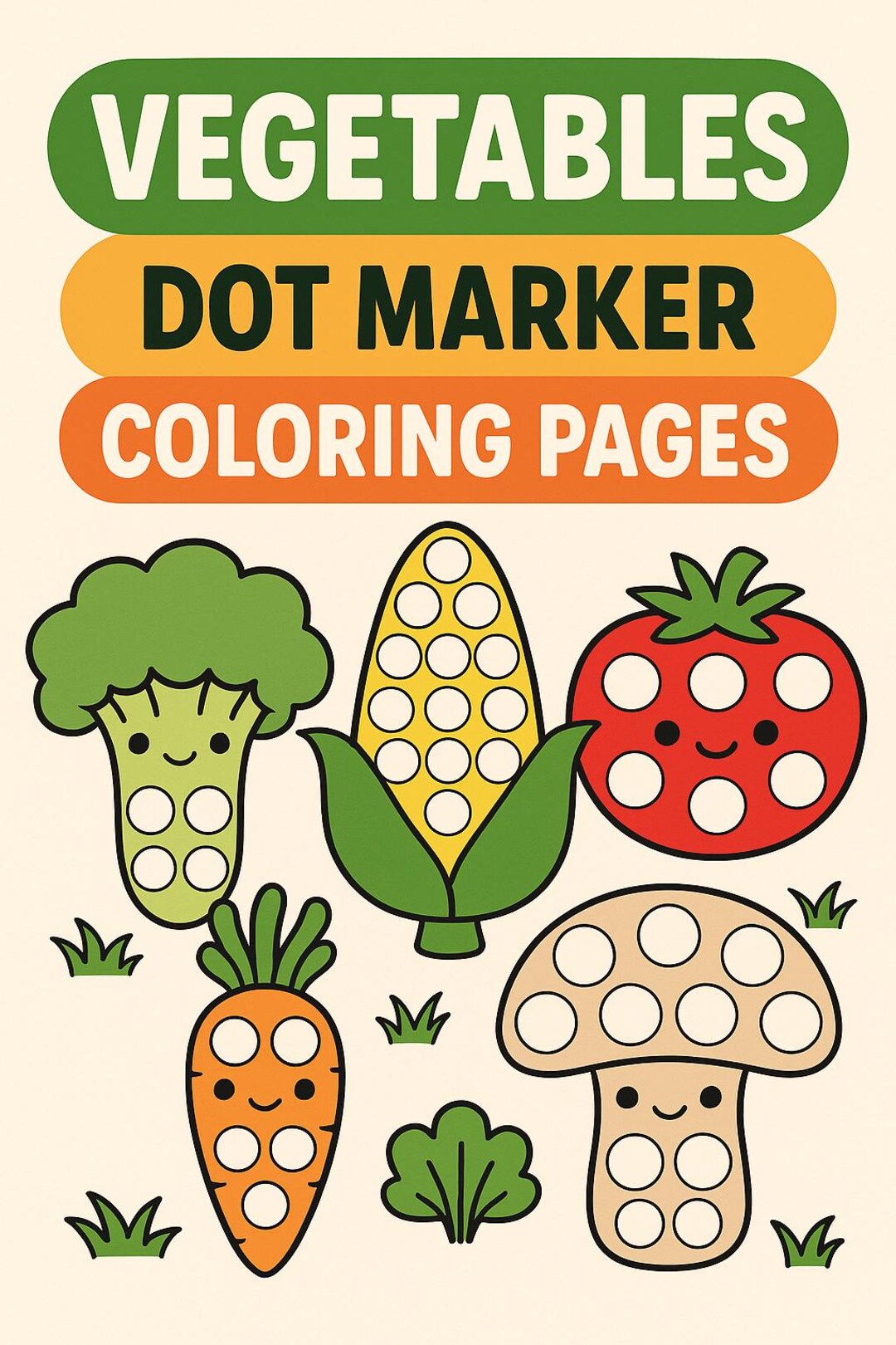 Vegetables Dot Marker Coloring Pages | 24 Printable Dab-a-dot Activity ...