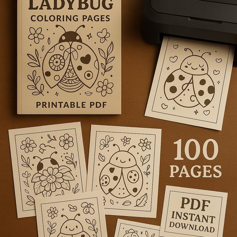 100 Ladybug Coloring Pages | Cute Insect Coloring Book for Kids | Easy ...