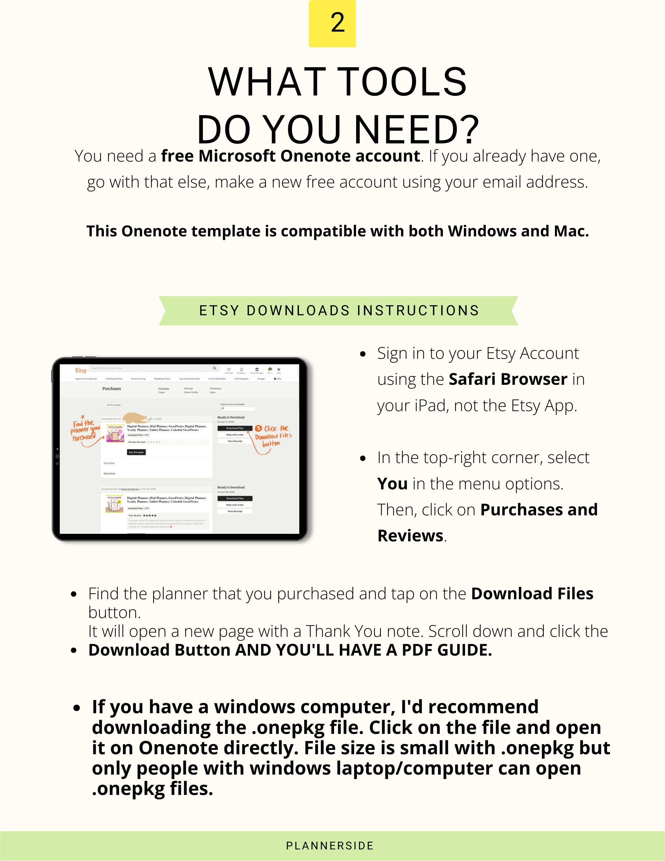 Onenote Business Planner Template | Digital Download | Organize Goals ...