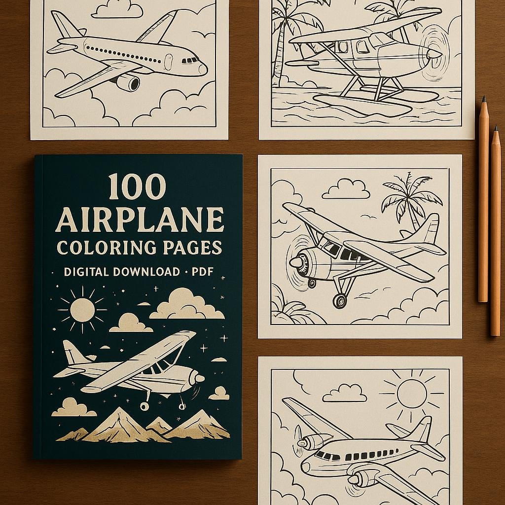 100 Airplane Coloring Pages – Printable Aircraft & Jet Coloring Book ...