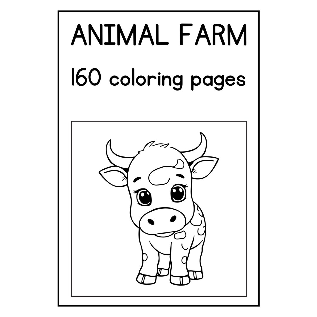 160-page Animal Coloring Book for Adults and Kids - Farm Animal-themed ...