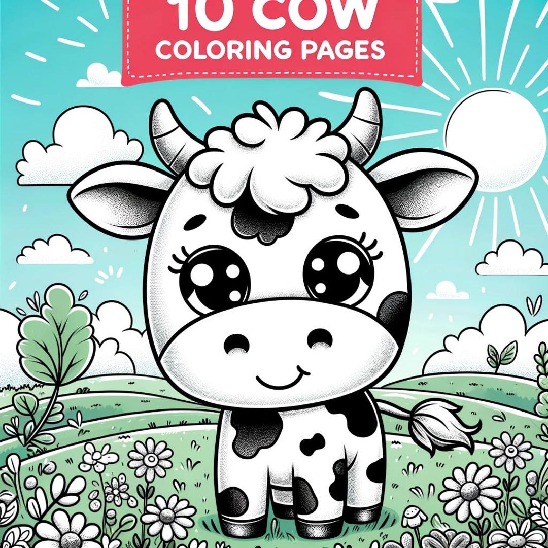 100 Cow Coloring Pages in PDF Format for Kids – Fun, Creative, and ...