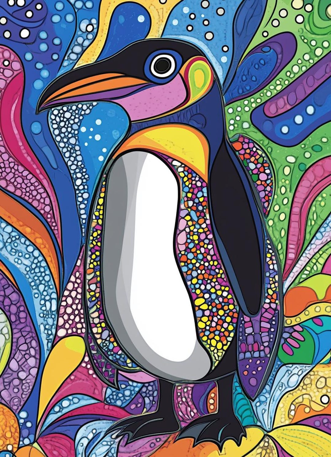 40 Patterned Penguin Coloring Pages: Intricate Designs for Adults and ...