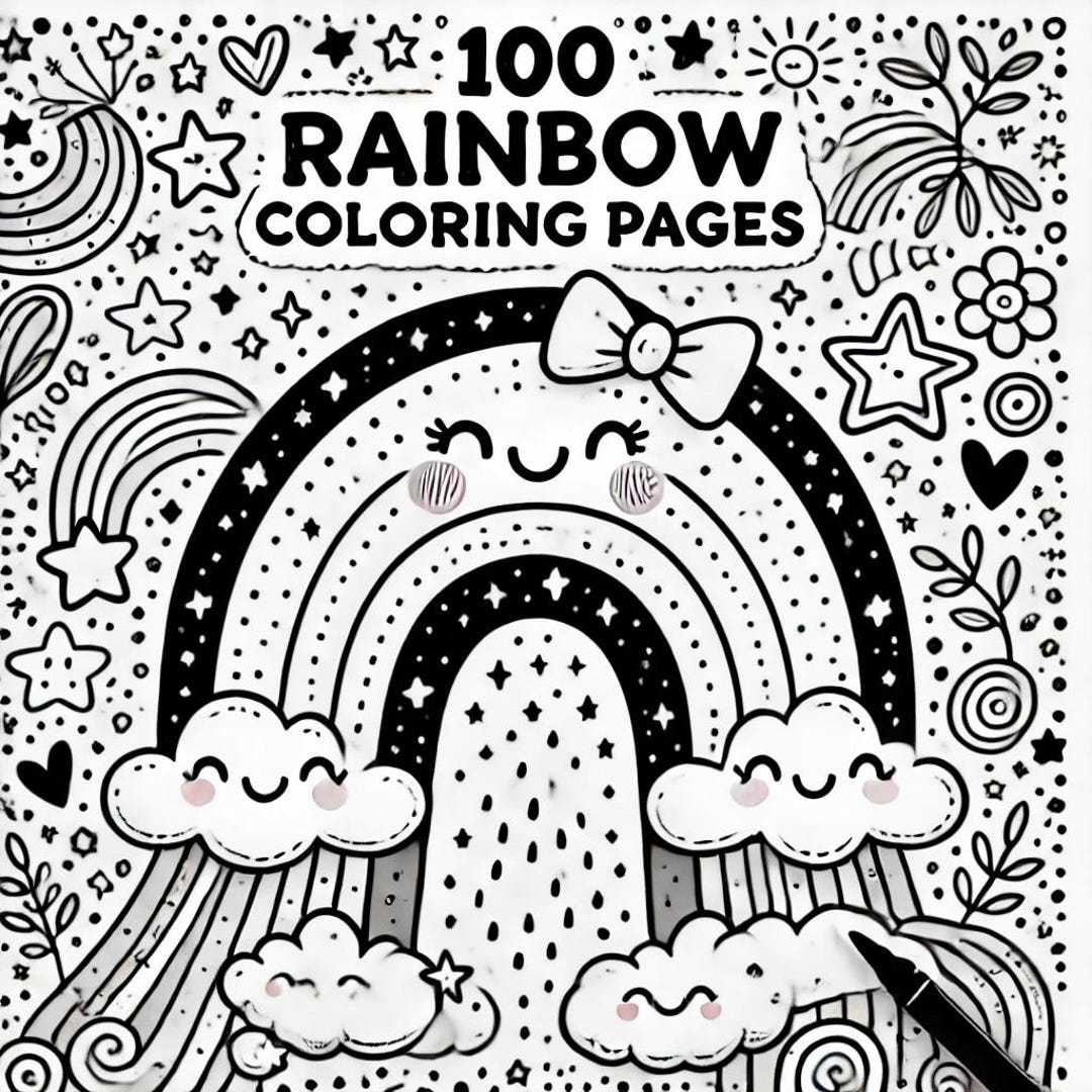 Rainbow Coloring Pages PDF, 100 Fun and Whimsical Designs for Kids and ...