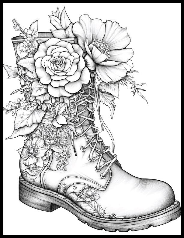 60 Flower Boot Coloring Pages – Unique Floral Boot Illustrations for ...