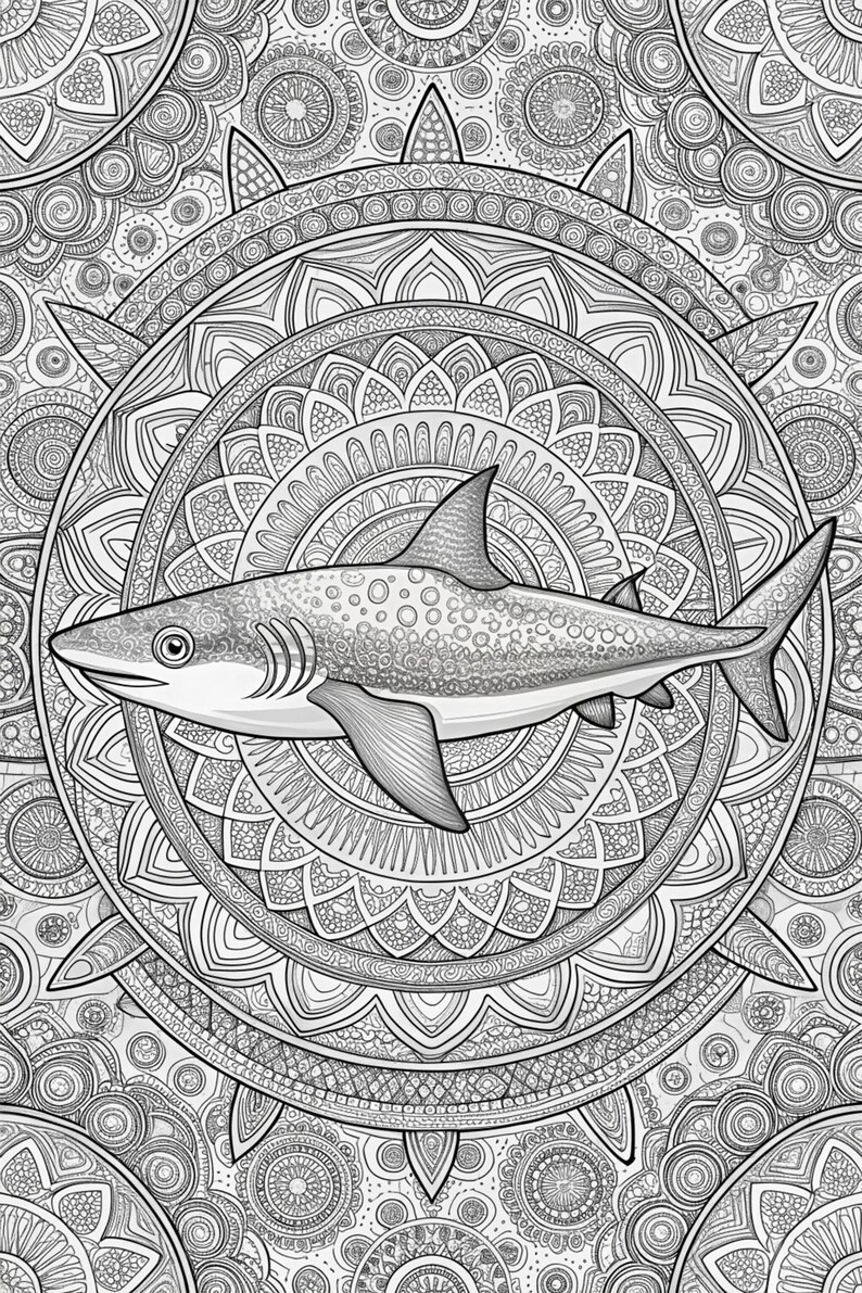 25 Shark Mandala Coloring Pages - Unique Shark Art With Mandala Designs ...