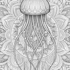 Jellyfish Mandala Coloring Pages, 25 Intricate Ocean Designs, Perfect ...