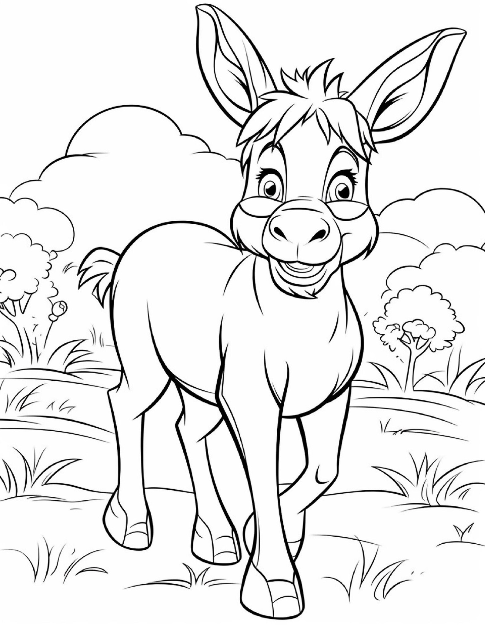 90 Donkey Coloring Pages in PDF Format for Kids – Fun, Creative, and ...