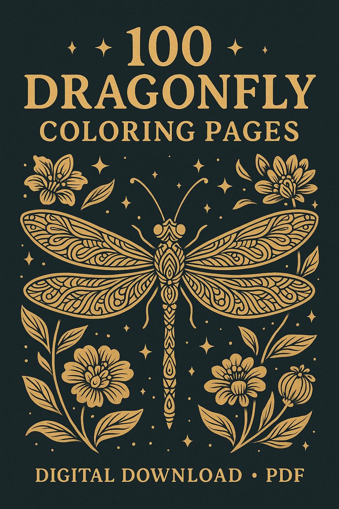 100 Dragonfly Coloring Pages – Intricate Adult Coloring Book PDF ...