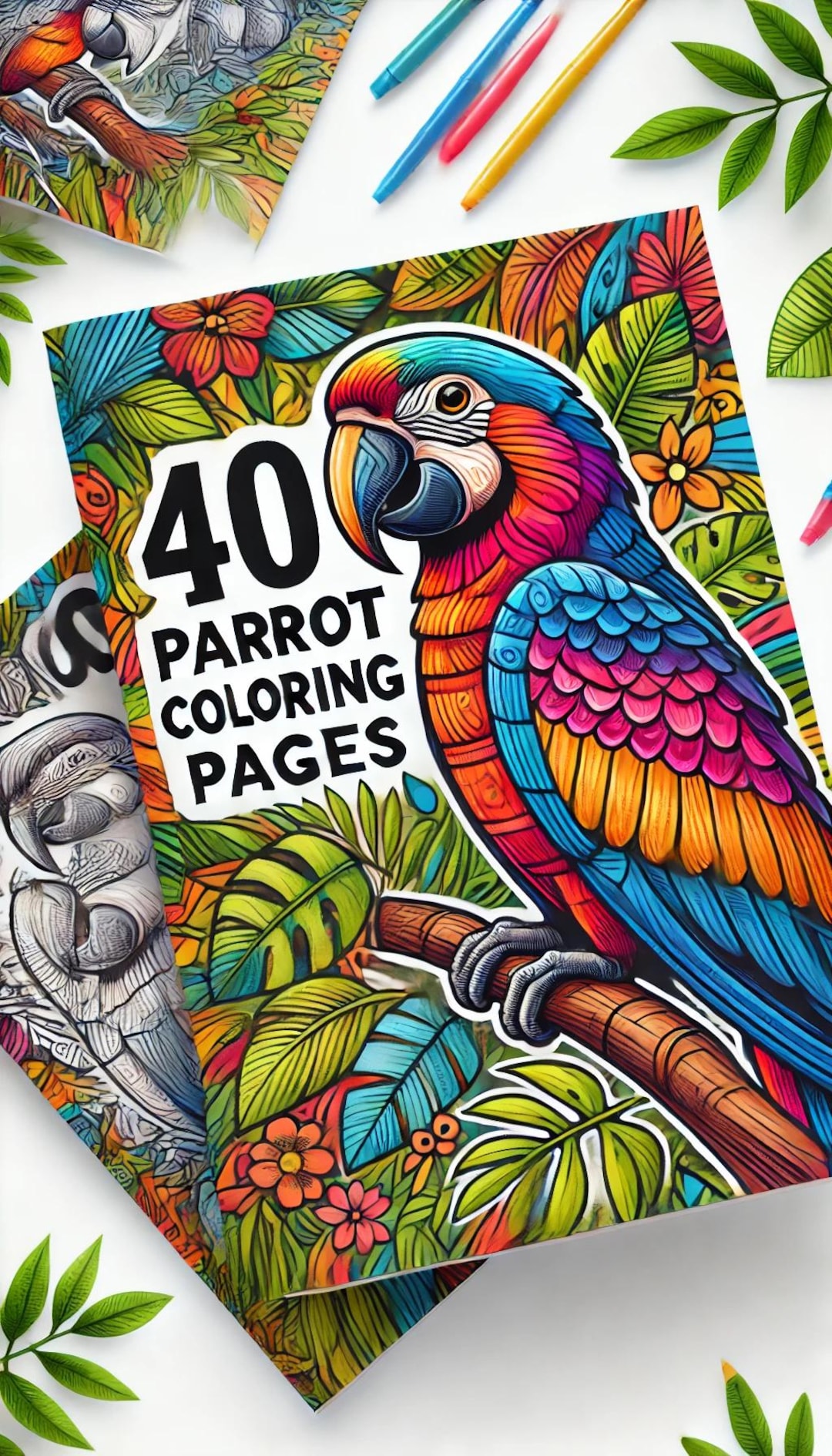 40 Parrot Coloring Pages for Kids and Adults Printable PDF, Fun Parrot ...