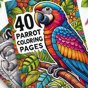 40 Parrot Coloring Pages for Kids and Adults Printable PDF, Fun Parrot ...