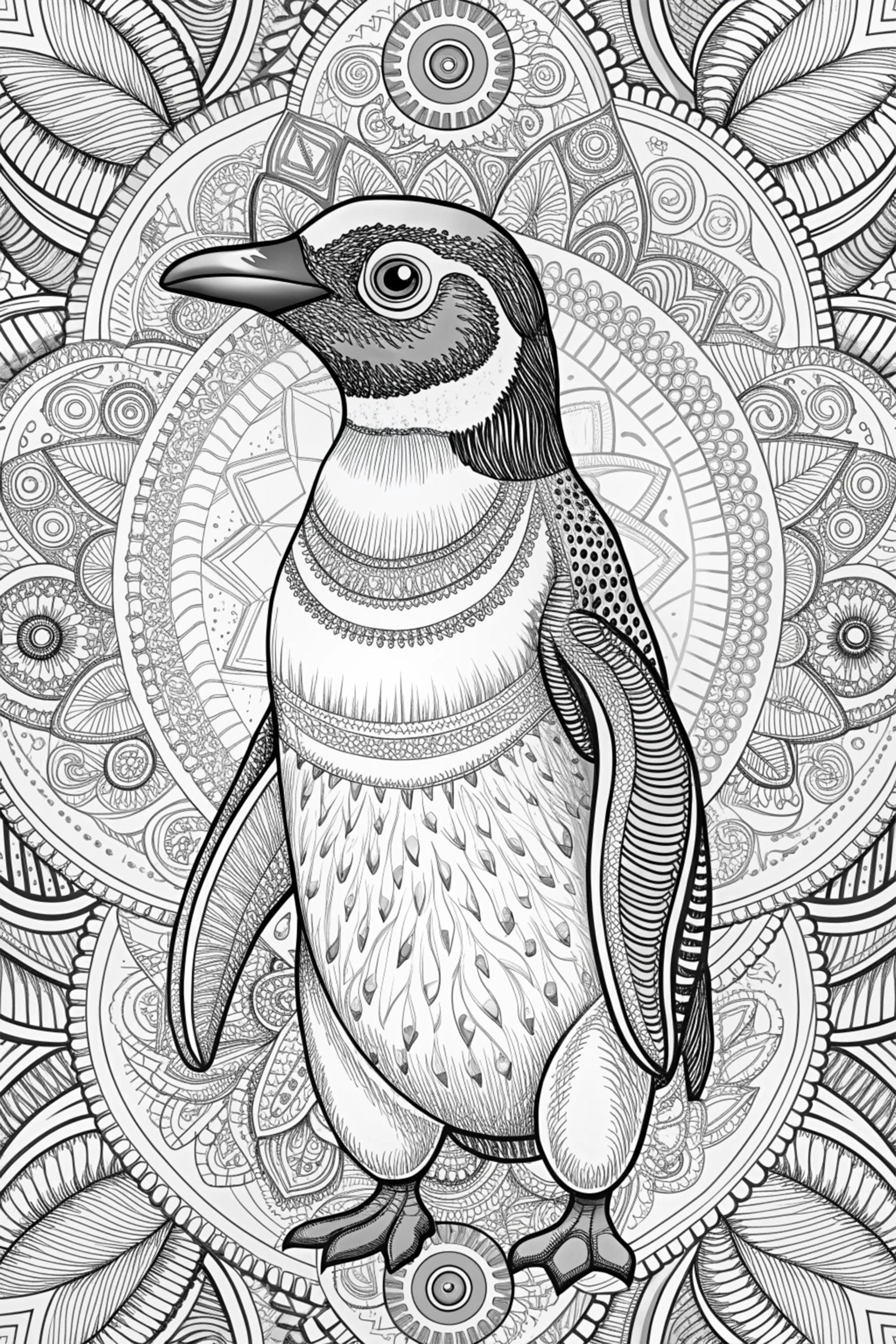 28 Penguin Mandala Coloring Pages PDF for Stress Relief, Relaxation ...
