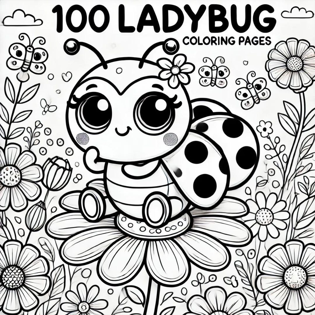 100 Ladybug Coloring Pages in PDF Format for Kids – Fun, Creative, and ...