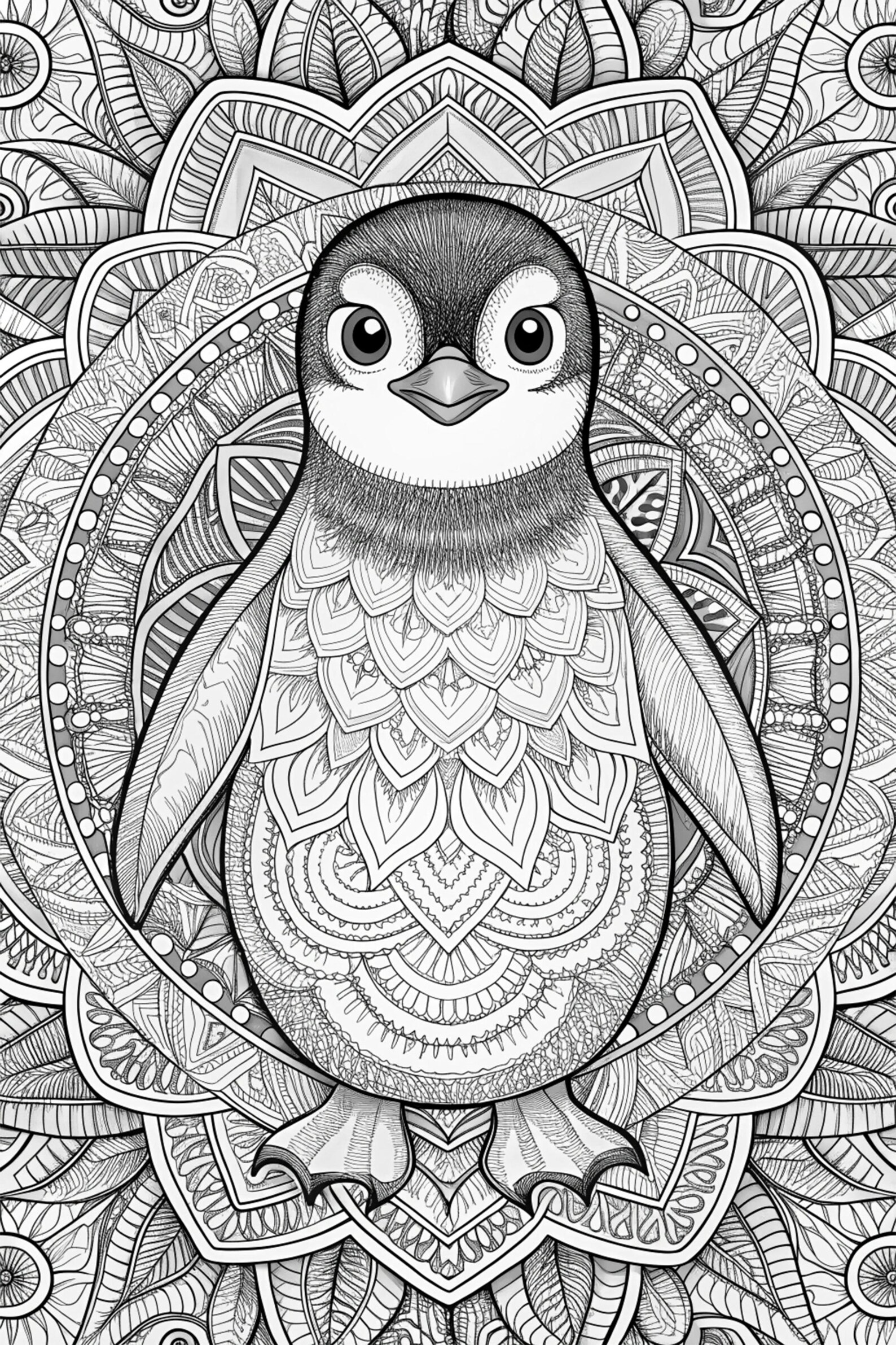 28 Penguin Mandala Coloring Pages PDF for Stress Relief, Relaxation ...