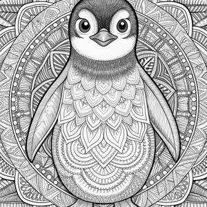 28 Penguin Mandala Coloring Pages PDF for Stress Relief, Relaxation ...
