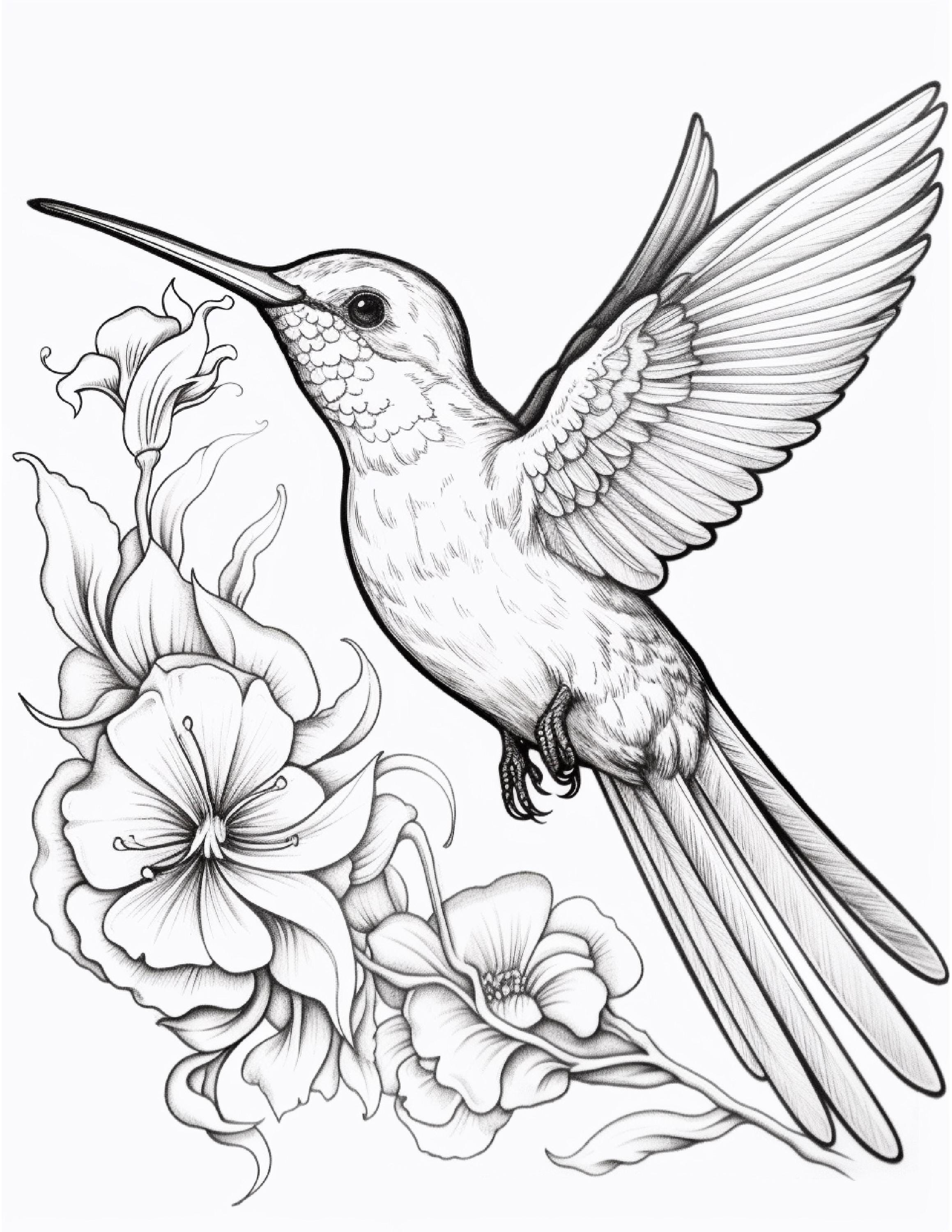 60 Hummingbird Coloring Pages PDF Printable for Adults and Kids ...