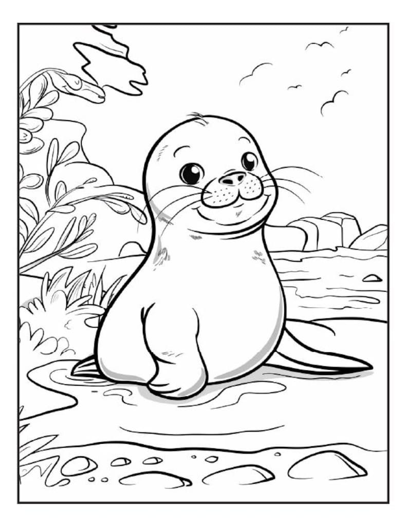 100 Seal Coloring Pages PDF for Kids and Adults, Seal Drawing to Print ...