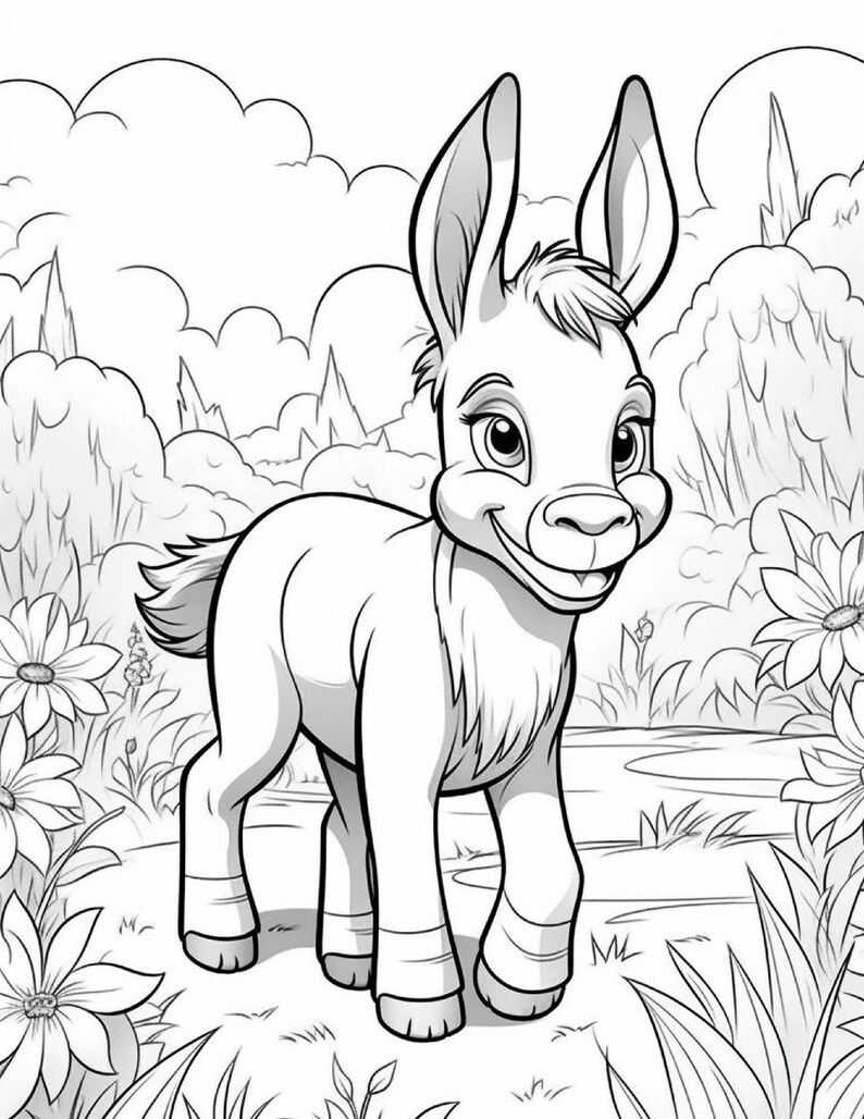 90 Donkey Coloring Pages in PDF Format for Kids – Fun, Creative, and ...