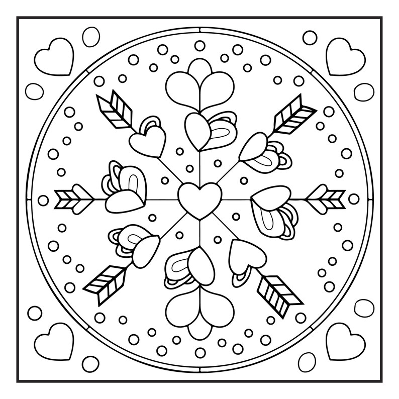 80 Valentine’s Day Mandala Coloring Pages PDF – Romantic Mandalas for ...