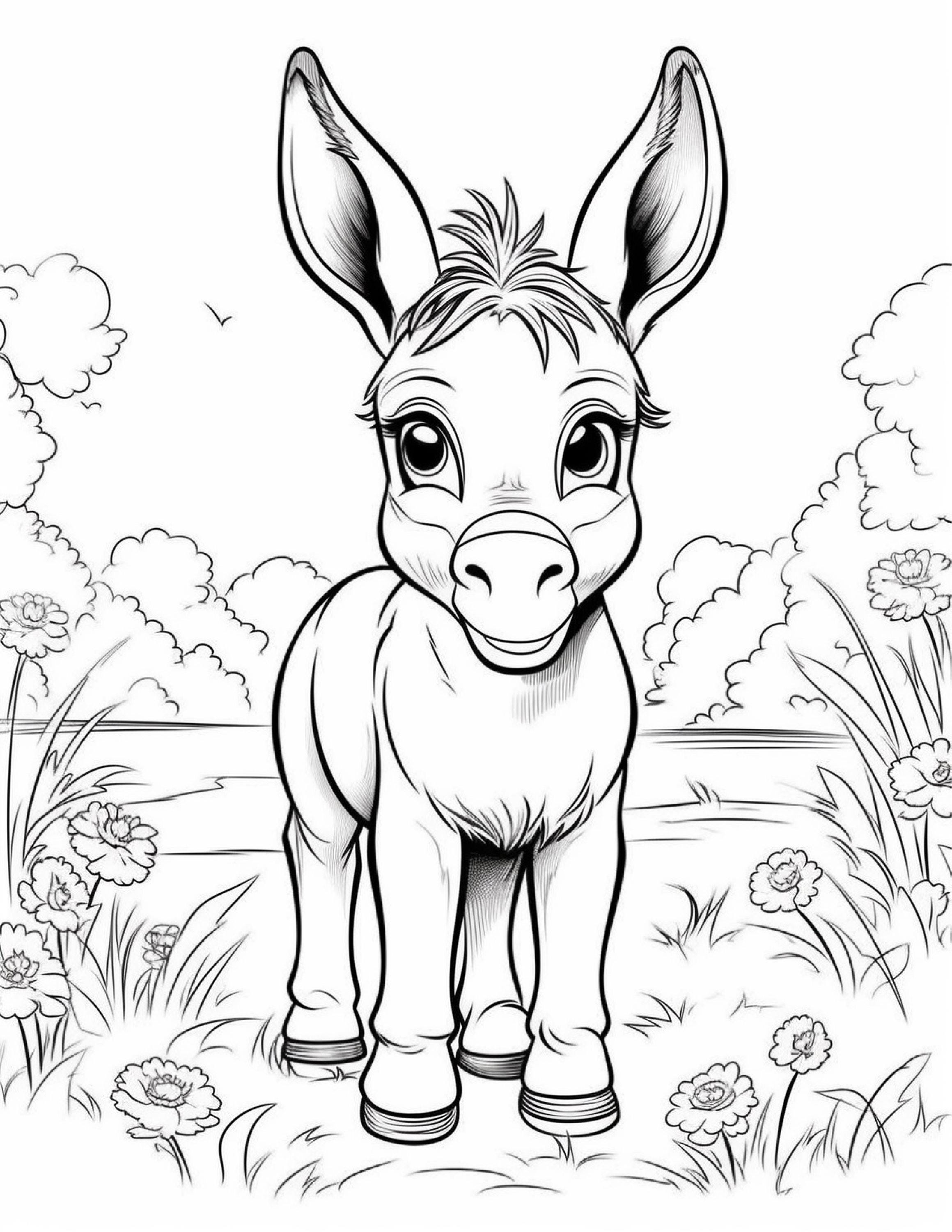 90 Donkey Coloring Pages in PDF Format for Kids – Fun, Creative, and ...