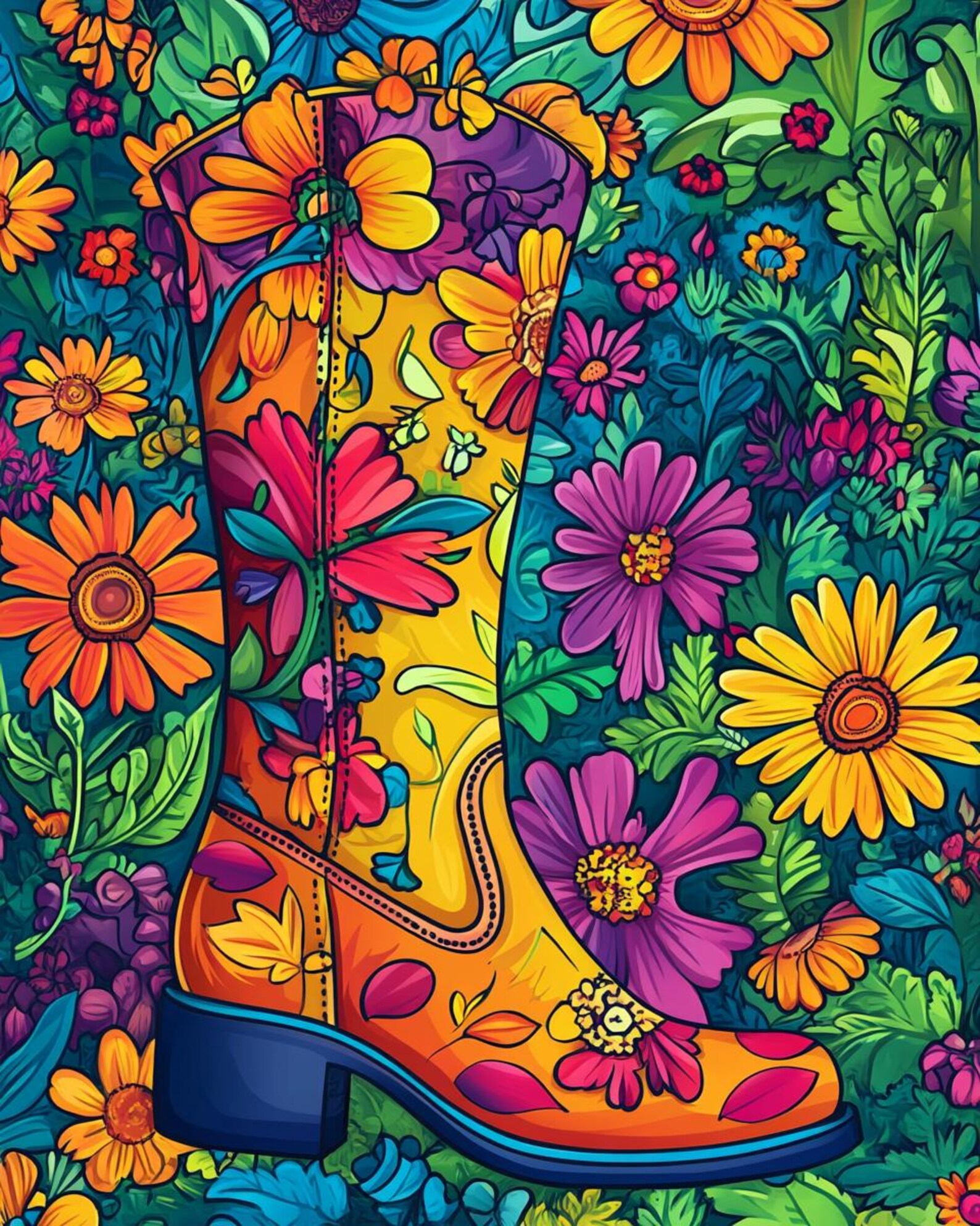 60 Flower Boot Coloring Pages – Unique Floral Boot Illustrations for ...