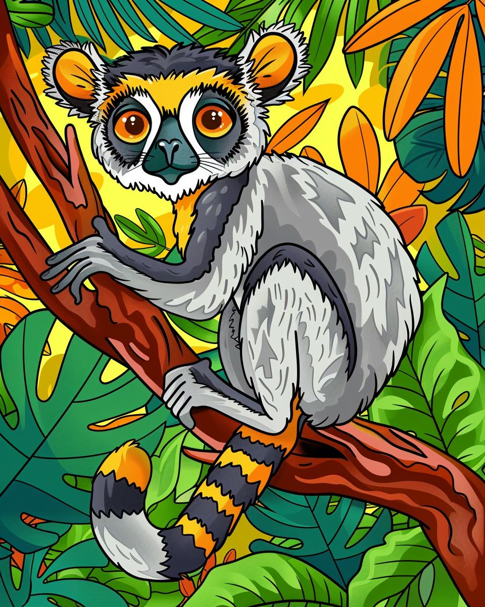 100 Lemur Coloring Pages PDF, Printable Lemur Coloring Book for Kids ...