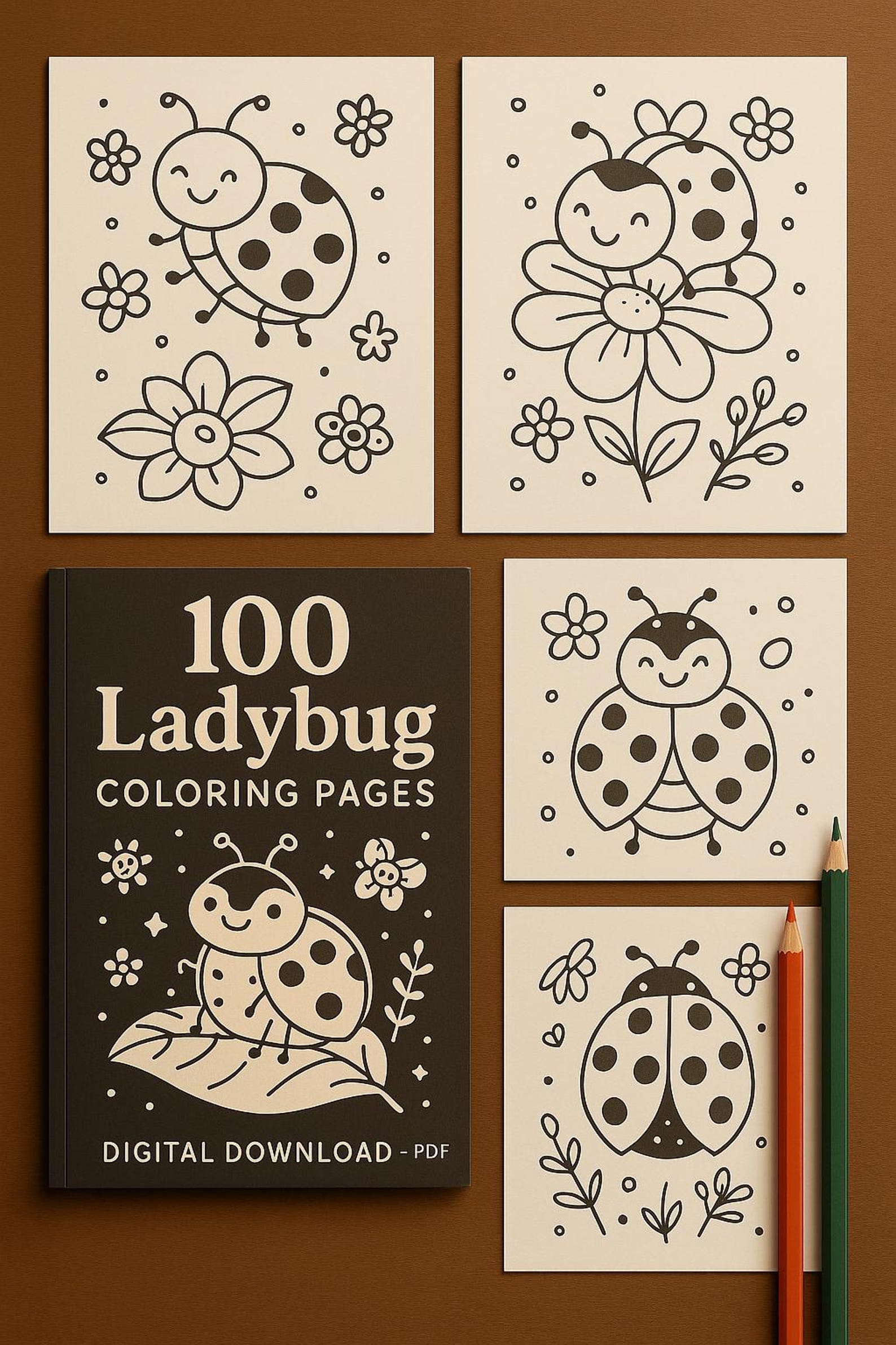 100 Ladybug Coloring Pages | Cute Insect Coloring Book for Kids | Easy ...