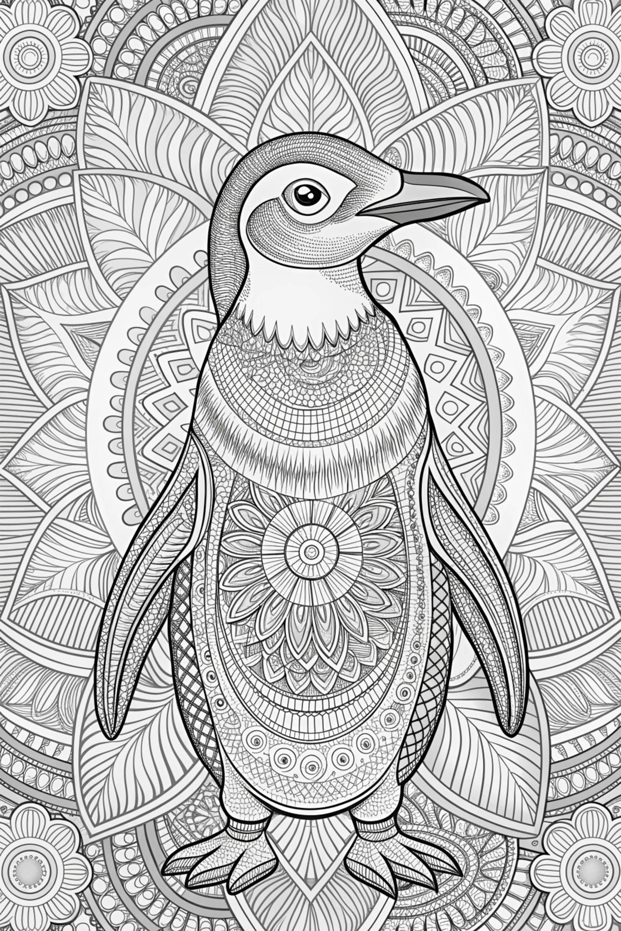 28 Penguin Mandala Coloring Pages PDF for Stress Relief, Relaxation ...