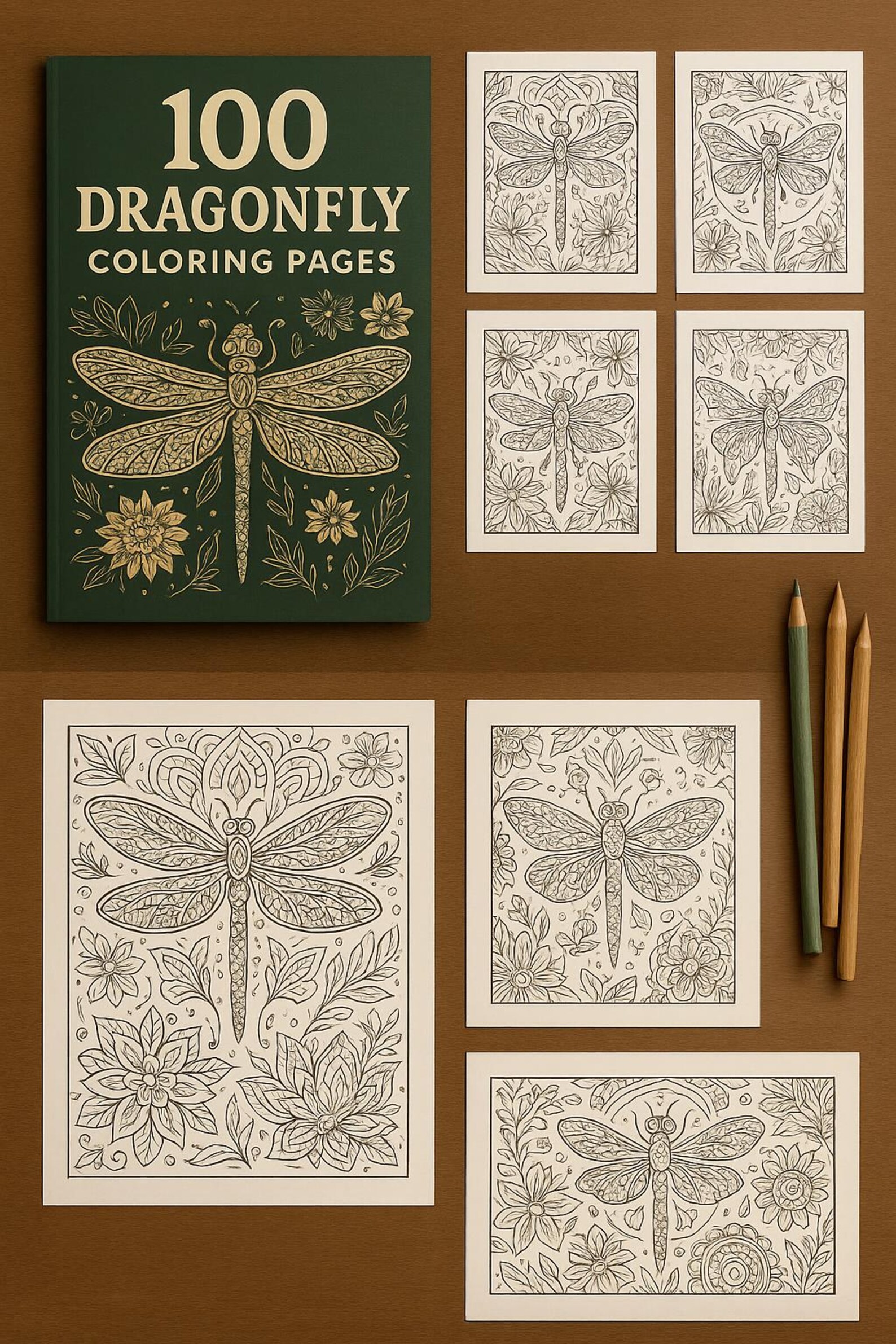 100 Dragonfly Coloring Pages – Intricate Adult Coloring Book PDF ...