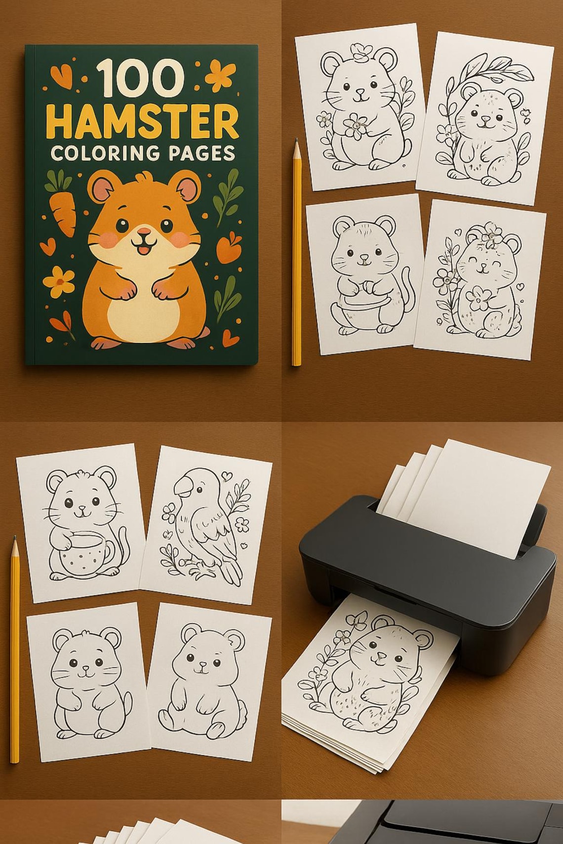100 Hamster Coloring Pages PDF – Cute Hamster Line Art for Kids ...