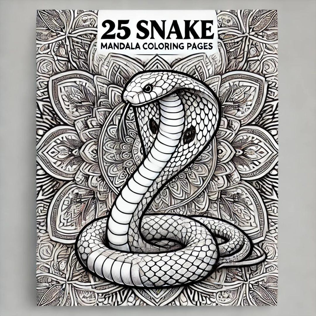 Snake Mandala Coloring Pages, 25 Intricate Designs for Relaxation ...