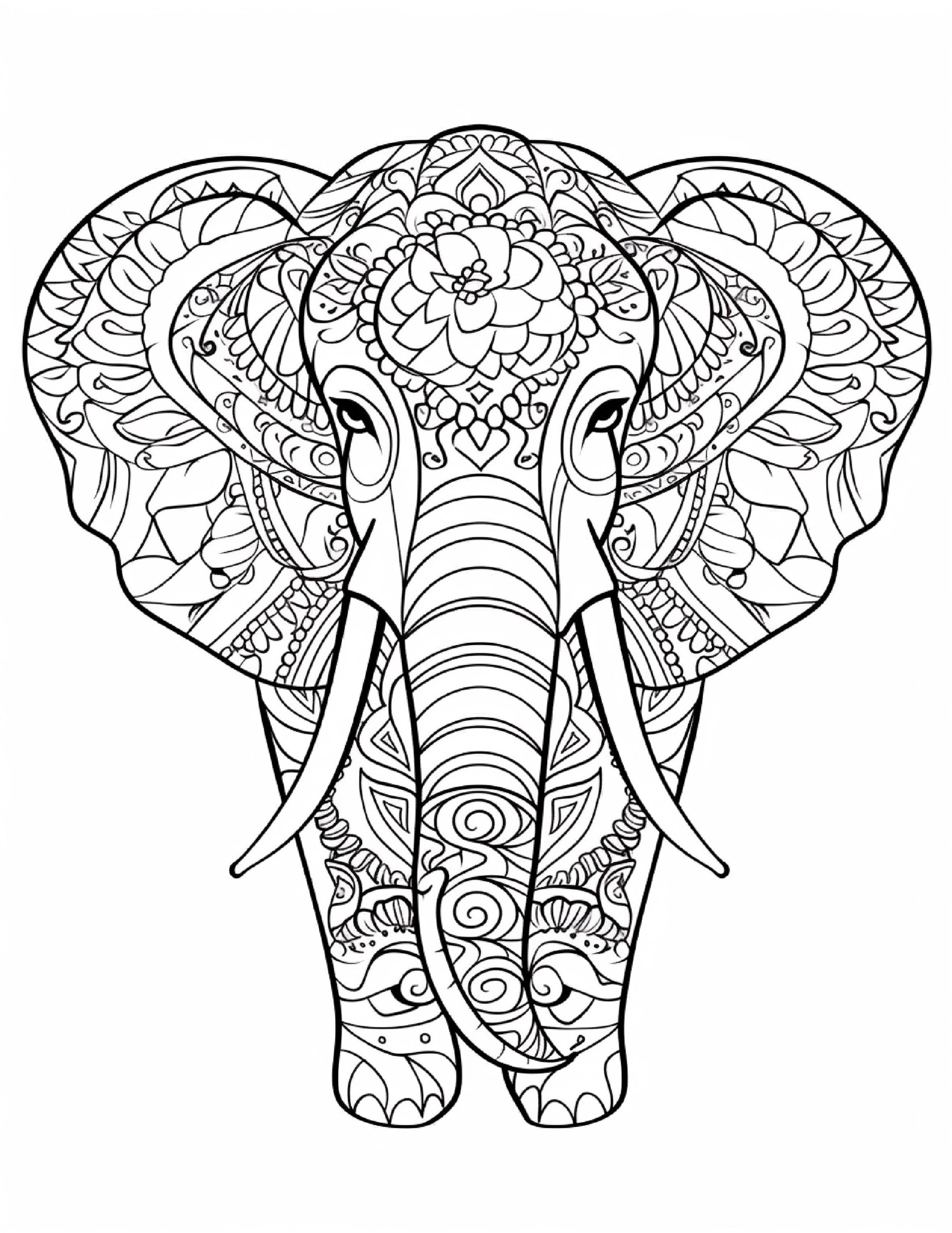 80 Elephant Mandala Coloring Pages PDF, Intricate and Relaxing Designs ...
