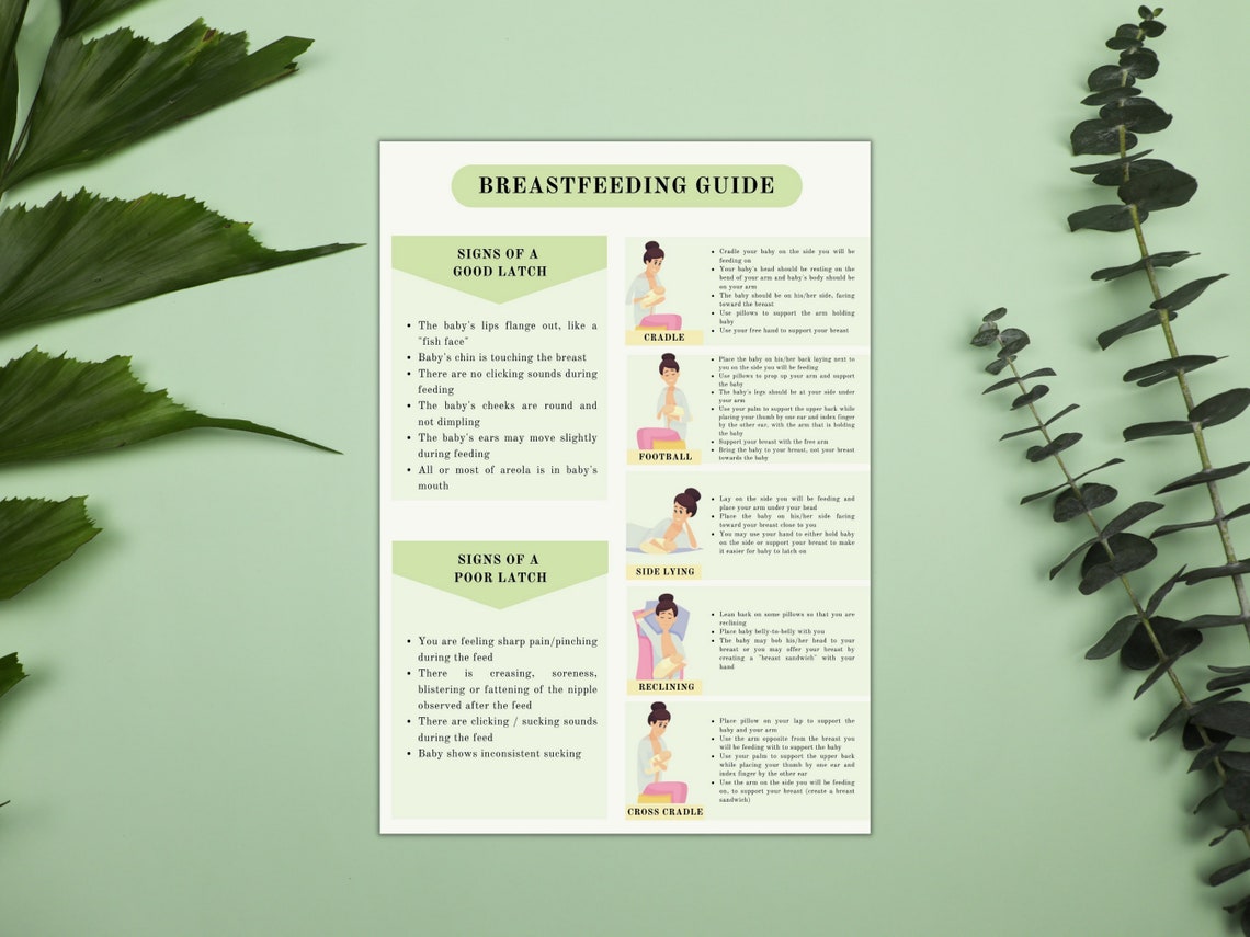 Breastfeeding Positions Handout | PDF Printable | Doula, Newborn, New ...