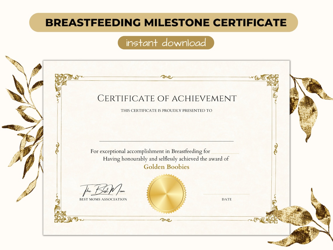 Breastfeeding Appreciation Certificate, Gift for a Breastfeeding Mom ...