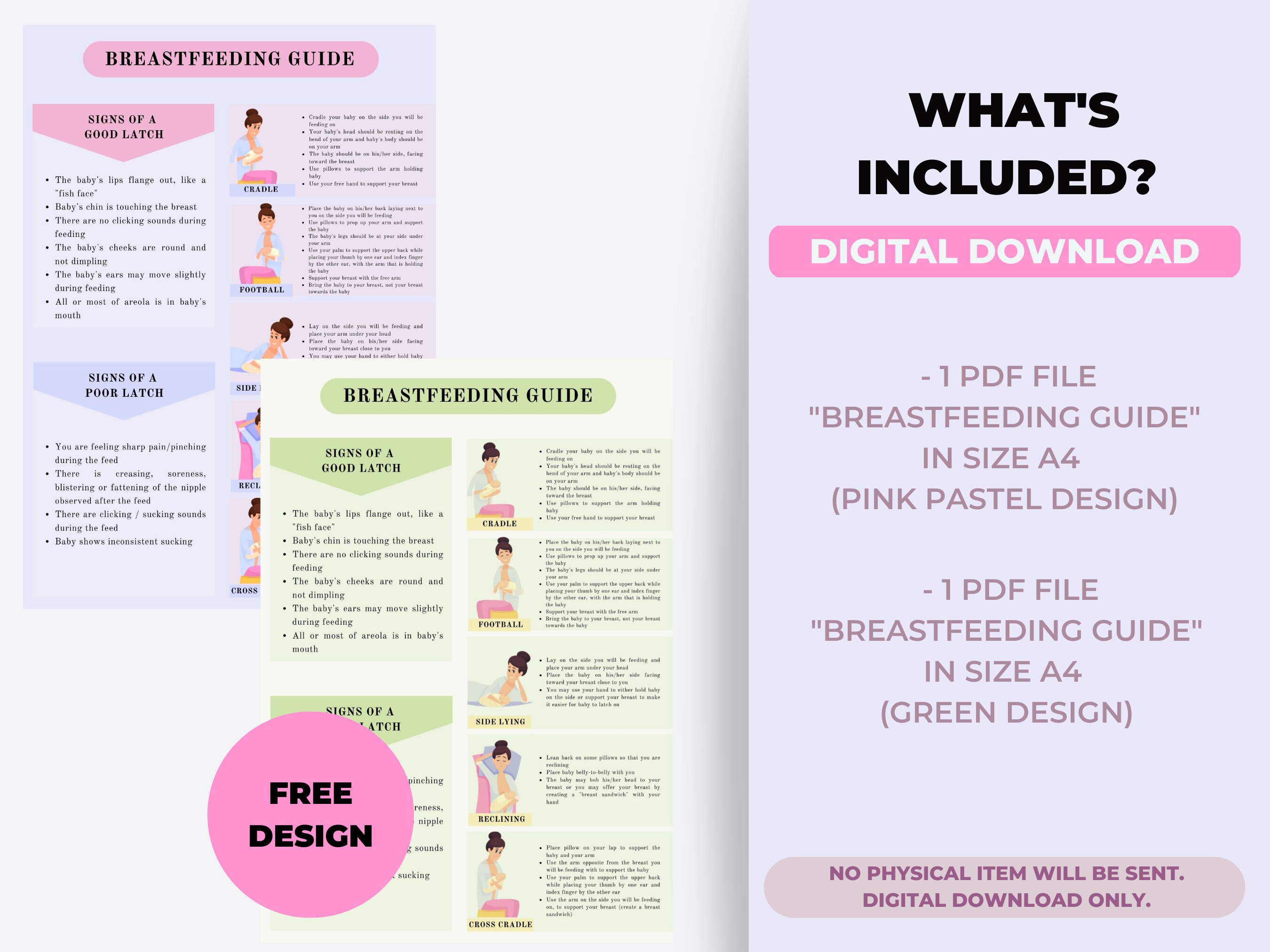 Breastfeeding Positions Handout | PDF Printable | Doula, Newborn, New ...