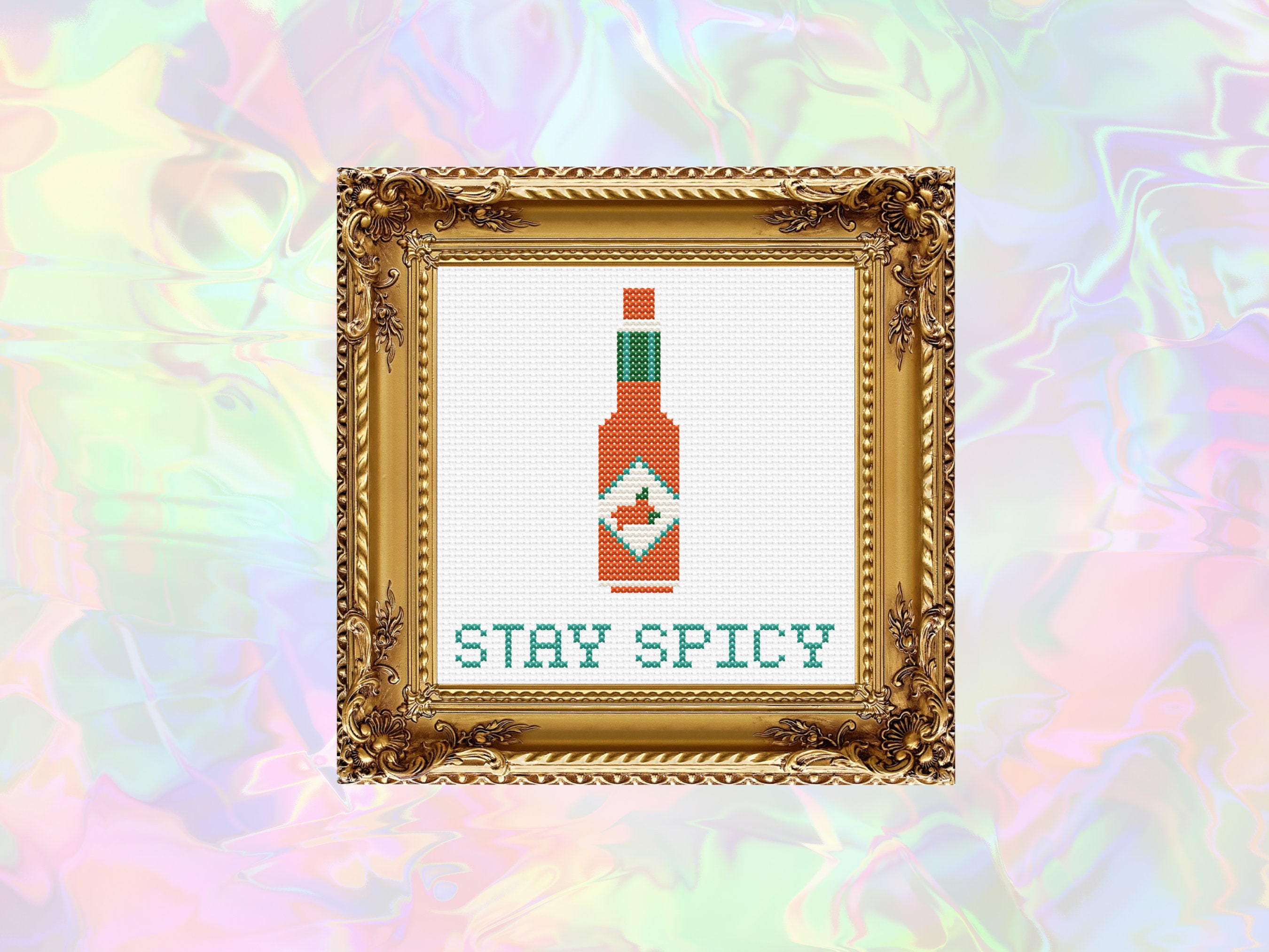 Stay Spicy Cross Stitch Pattern | Instant Download | Hot Sauce Cross ...