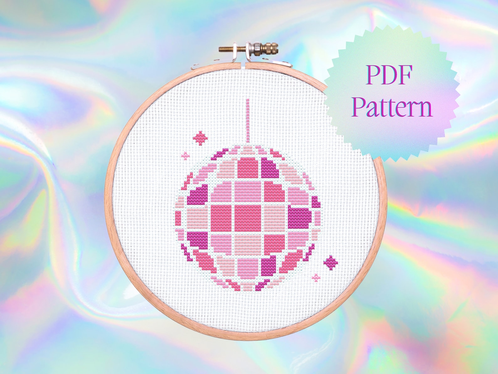 Pink Disco Ball Cross Stitch Pattern: 70s Style (PDF Pattern) - Etsy