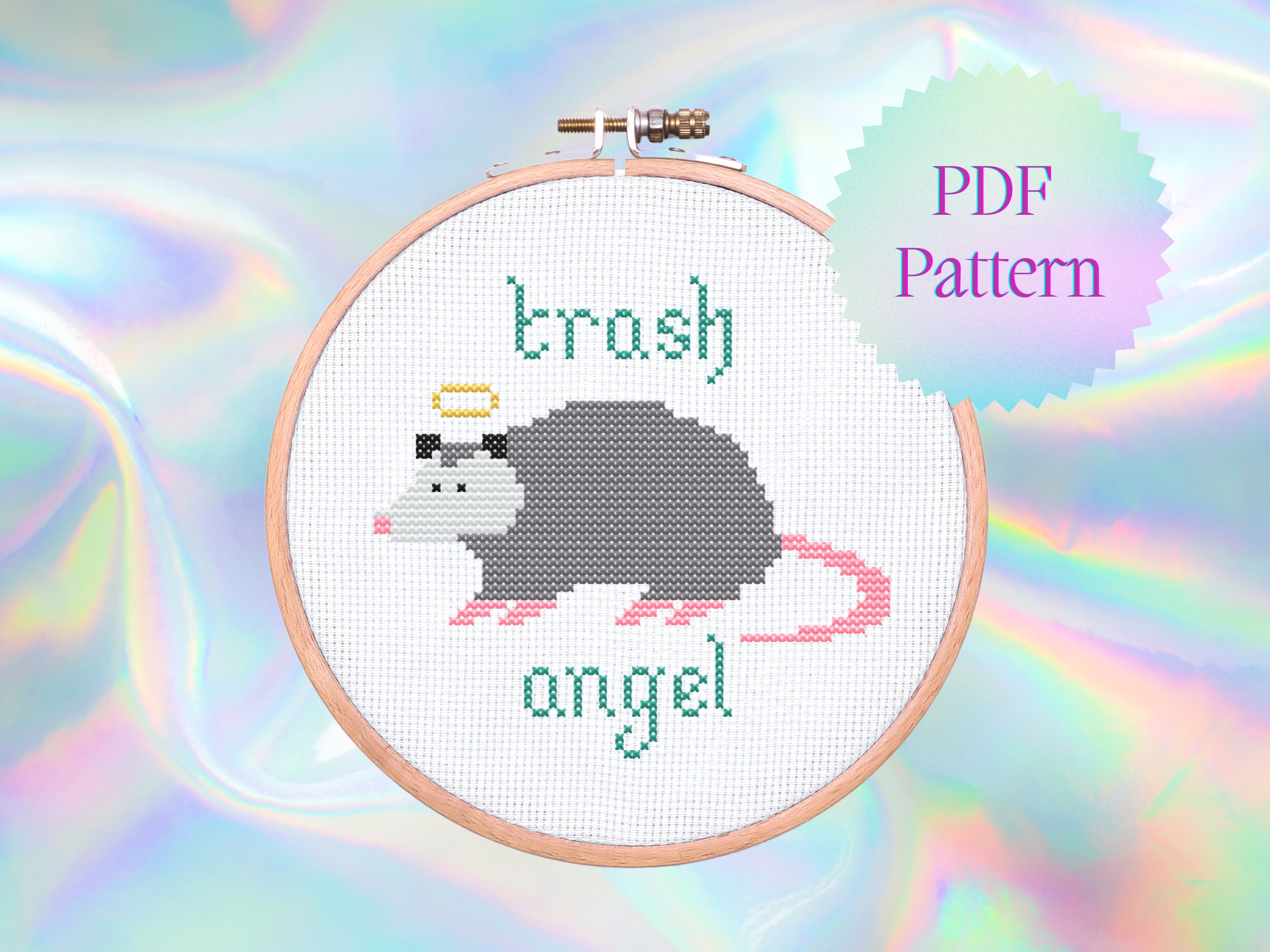 Trash Angel Cross Stitch Pattern | Instant Download | Cute Possum Cross ...