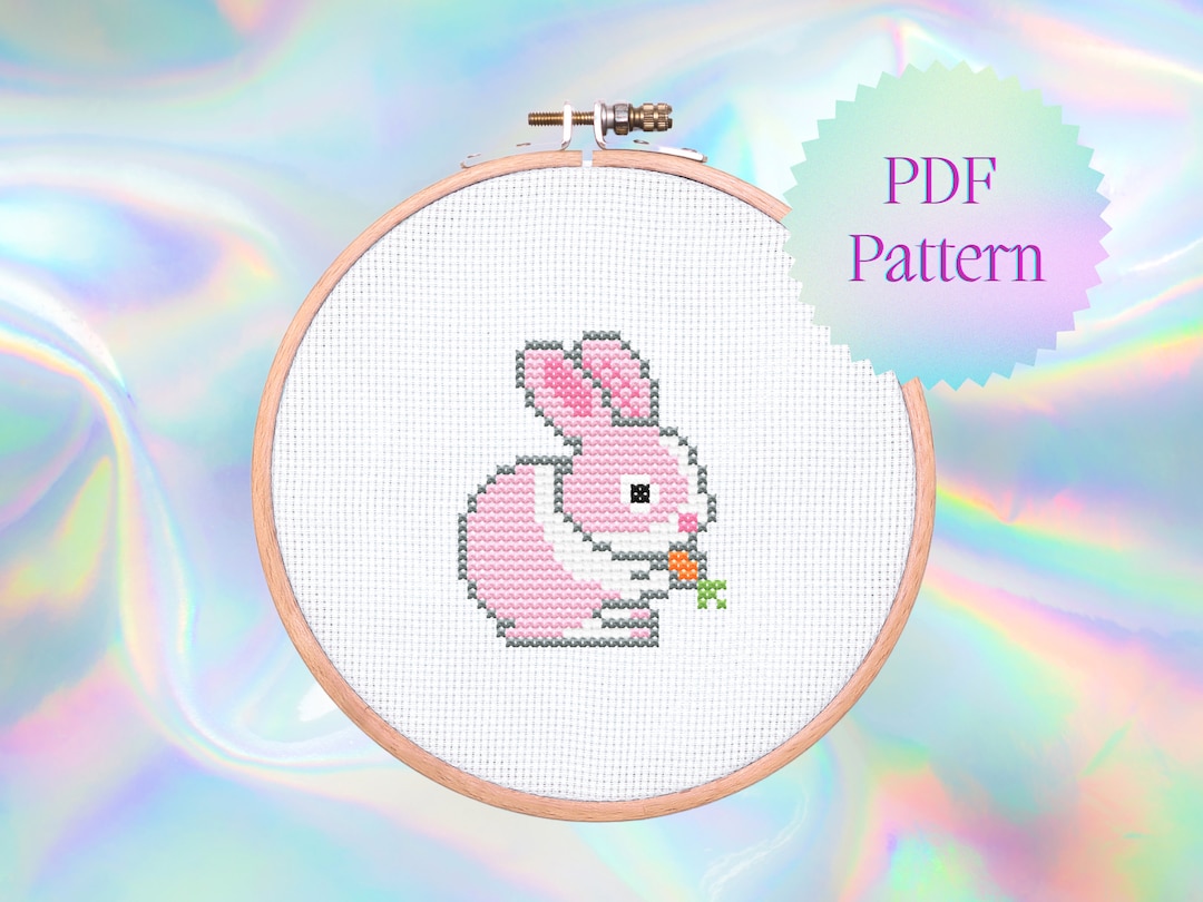 Pink Bunny Cross Stitch Pattern | Instant Download | Cute Cross Stitch ...