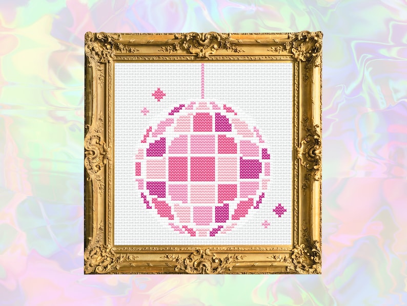 Pink Disco Ball Cross Stitch Pattern: 70s Style (PDF Pattern) - Etsy
