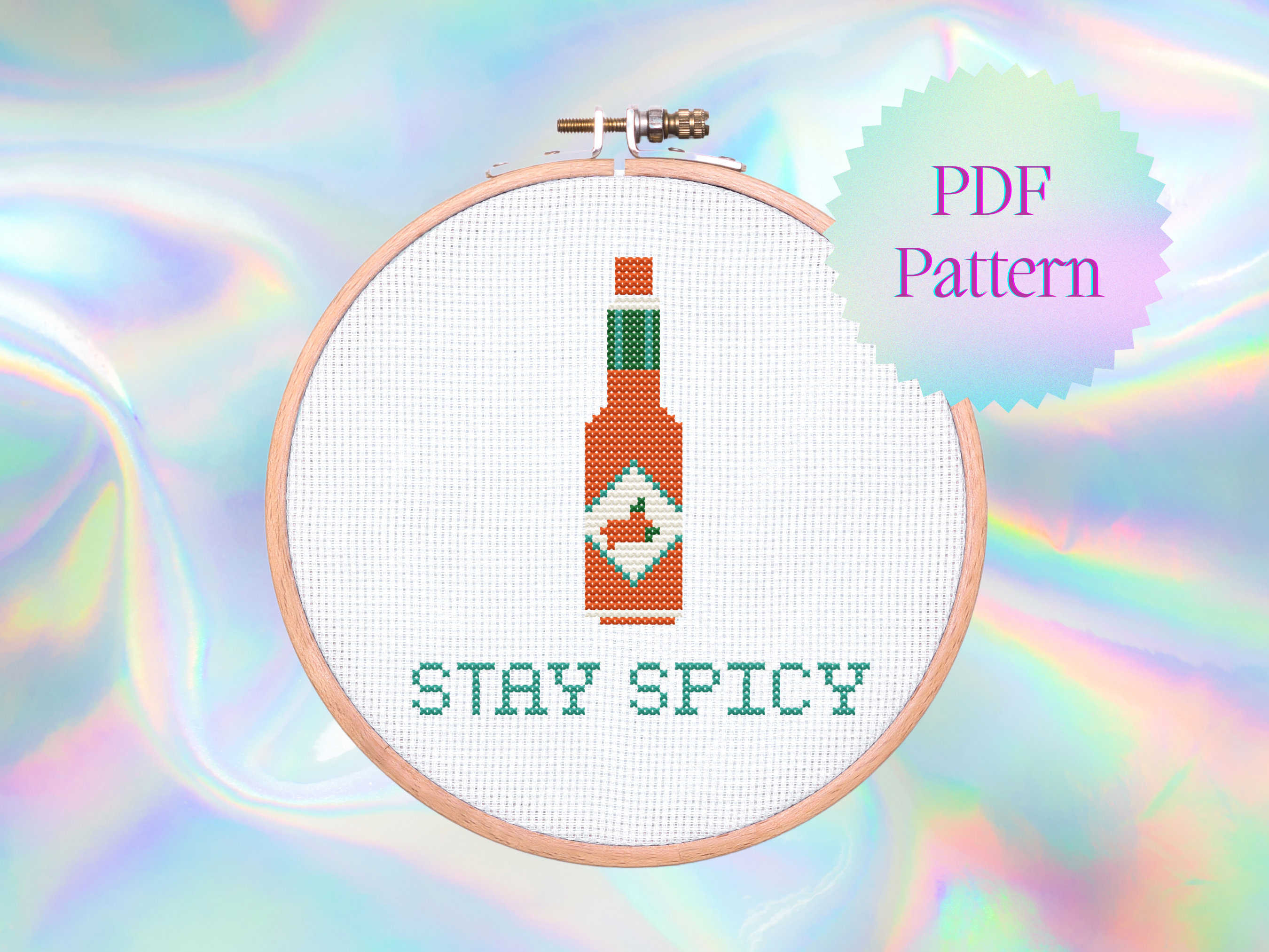 Stay Spicy Cross Stitch Pattern | Instant Download | Hot Sauce Cross ...