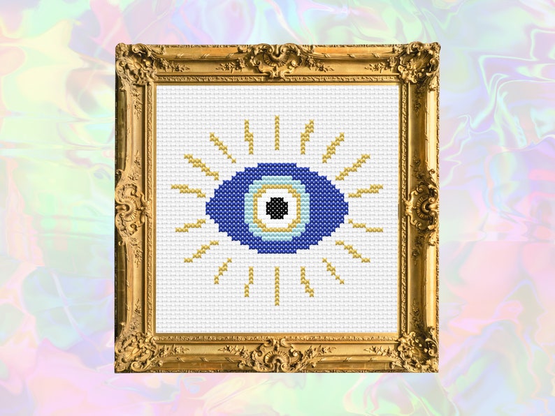 Halo Evil Eye Cross Stitch Pattern: Modern Witchy Design (instant ...